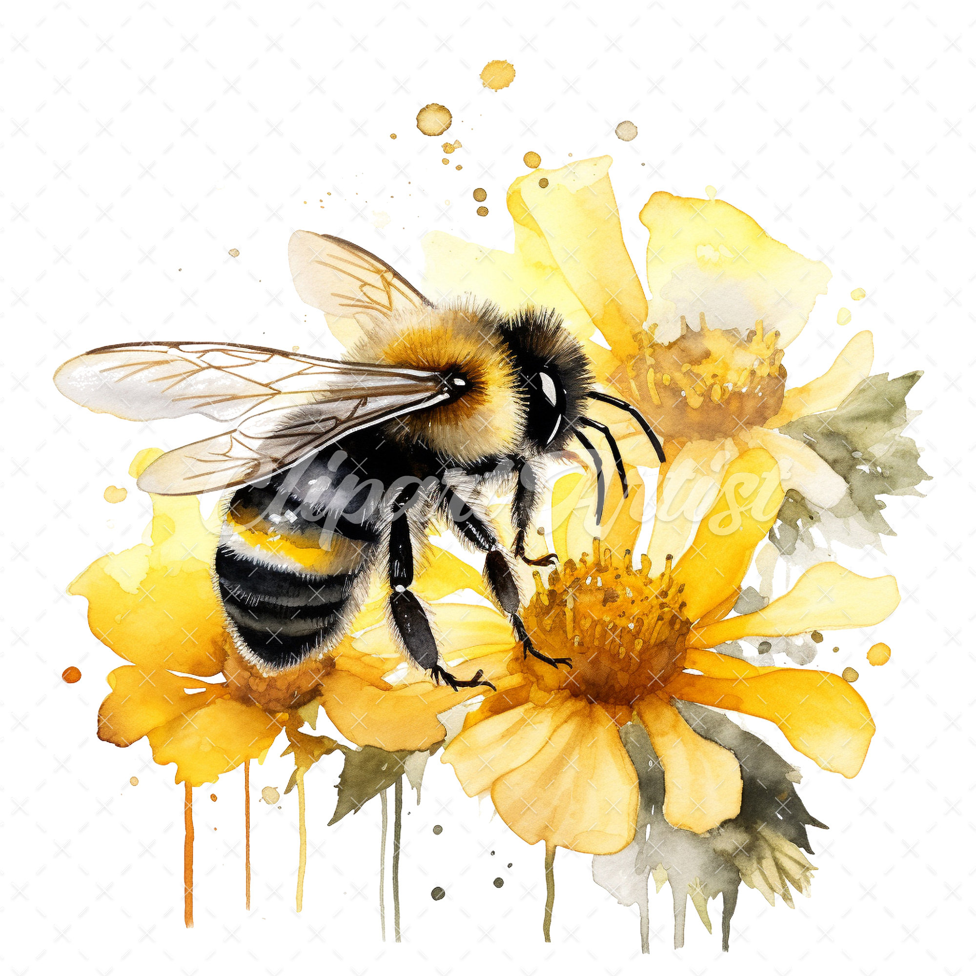Watercolor Bumble Bee Clipart – Floral JPG Images (digital Download) - Etsy