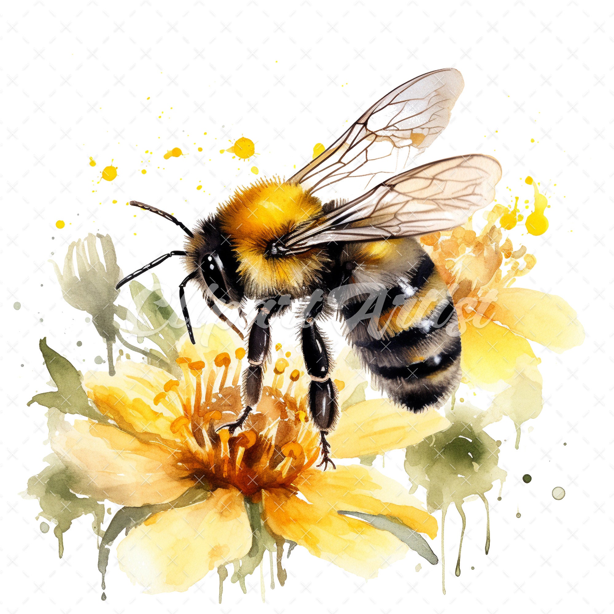 Watercolor Bumble Bee Clipart – Floral JPG Images (digital Download) - Etsy