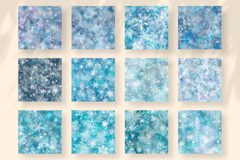 Frozen Winter Snowflake Digital Paper – Glittery Seamless Patterns ...