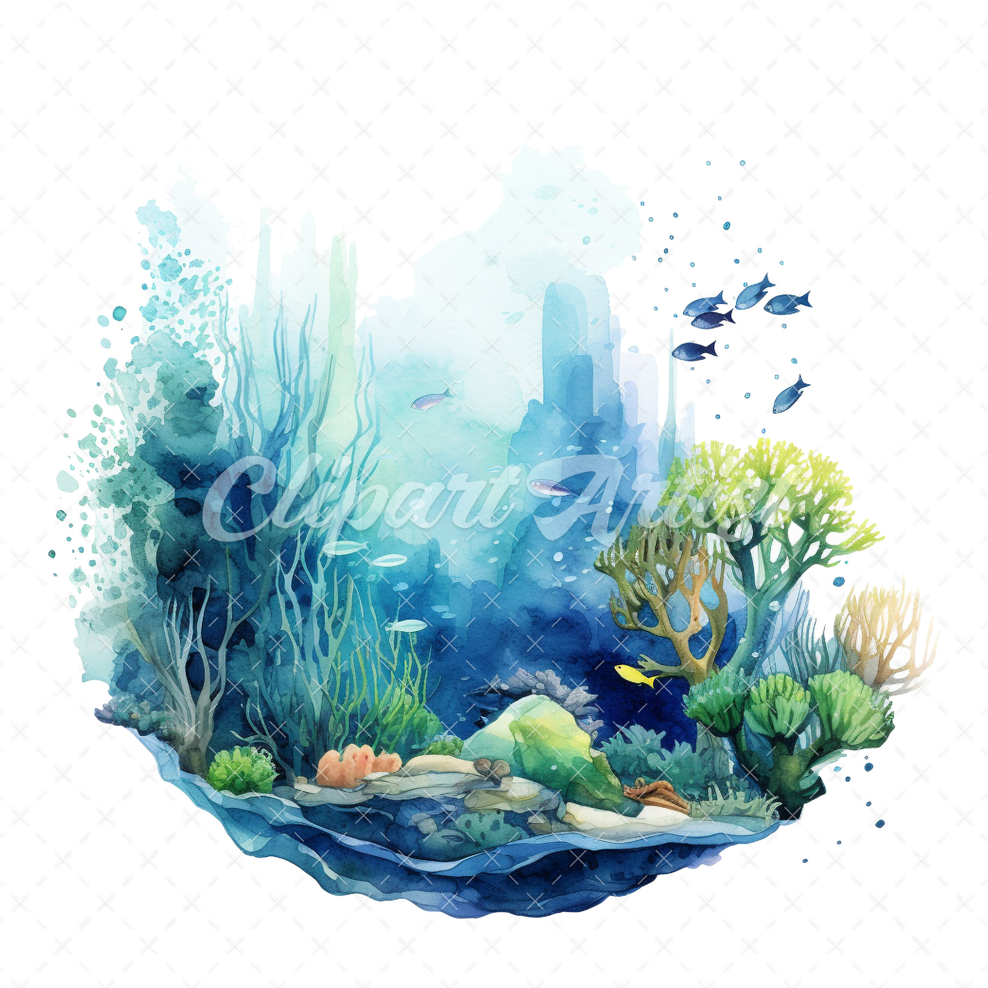 Underwater Watercolor Clipart – Ocean JPG Graphics (digital Download ...