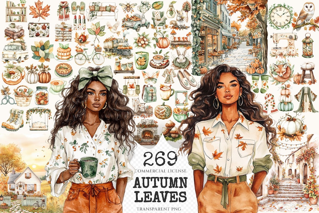 Watercolor Autumn Clipart Set – Fall Leaves & Pumpkins (digital ...