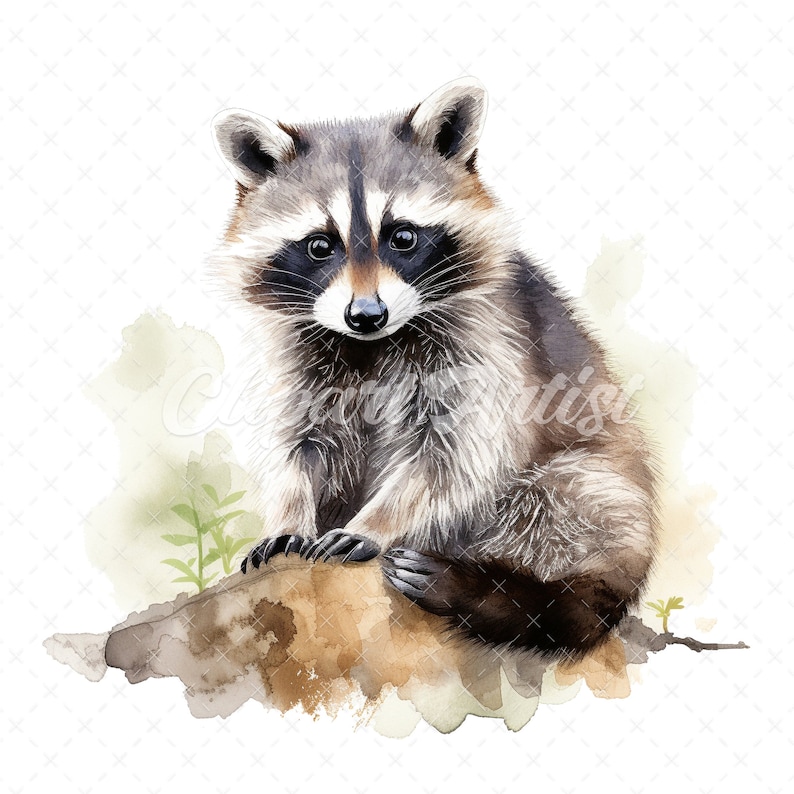 20 High-quality Raccoon Clipart Raccoon Digital Watercolor JPG Instant ...
