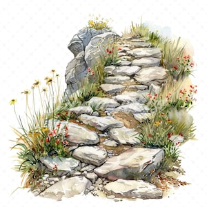 20 High-quality Rocky Path Clipart - Rocky Path Digital Watercolor JPG ...