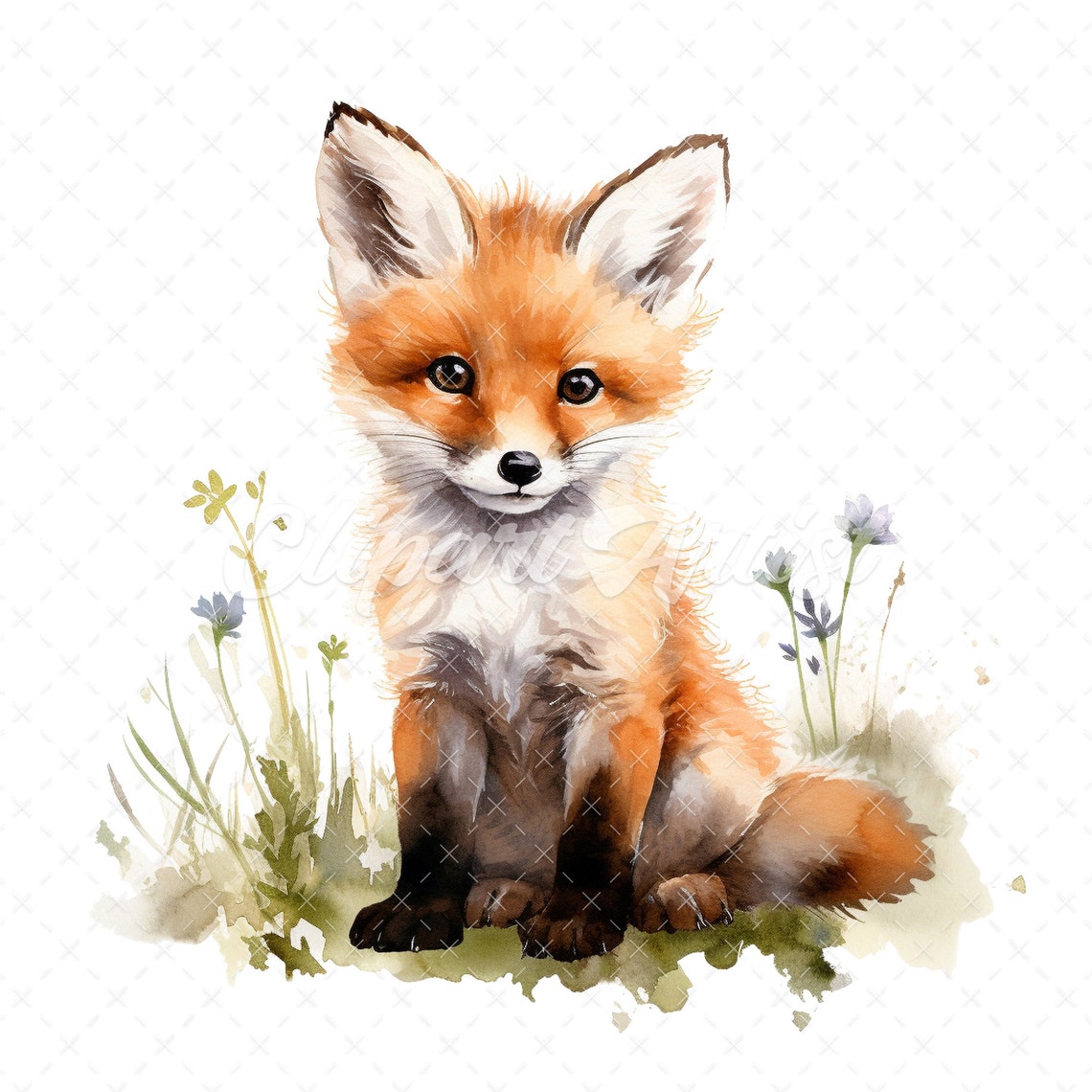 20 High-quality Baby Fox Clipart Baby Fox Digital Watercolor JPG ...