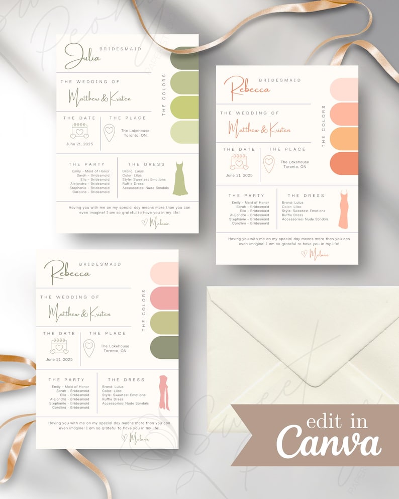 Editable Bridesmaid Proposal Info Card | Customizable 5x7 Canva ...