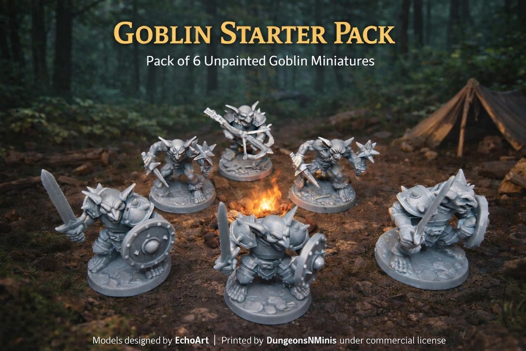 Goblin Starter Pack (set of 6) – 32mm Scale D&D Miniatures – Unpainted ...