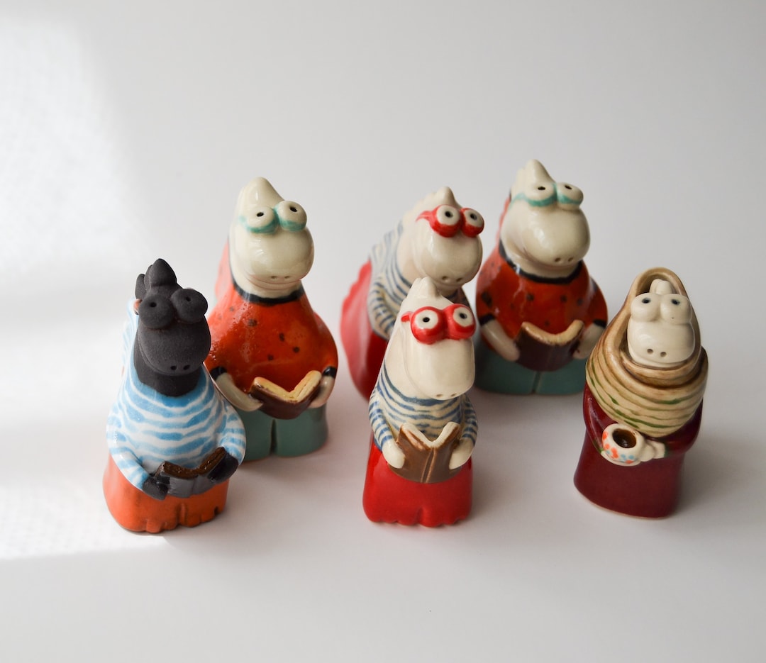 Ceramic Mini Dragon Handmade Bookworm Figurine Gift for Book Lovers ...