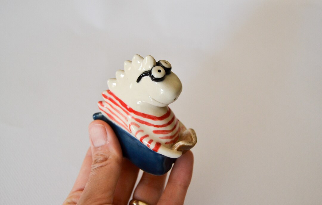 Handcrafted Ceramic Bookworm Dragon Figurine: Gift for Readers - Etsy