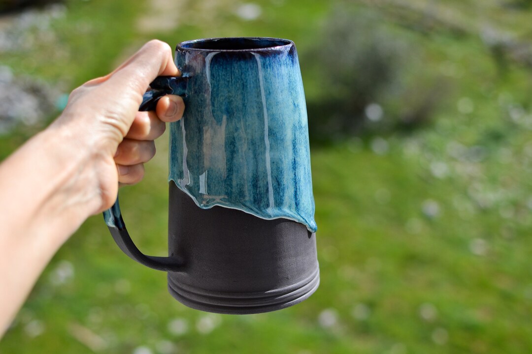 Huge Beer Mug Stoneware Handmade Black Ceramic Giant Mug Ceramic Beer ...