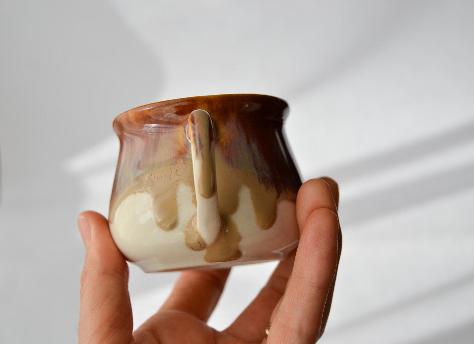 4.5 Oz/135 Ml Handmade Milky Coffee Drippy Glaze Stoneware Mug, Ceramic ...