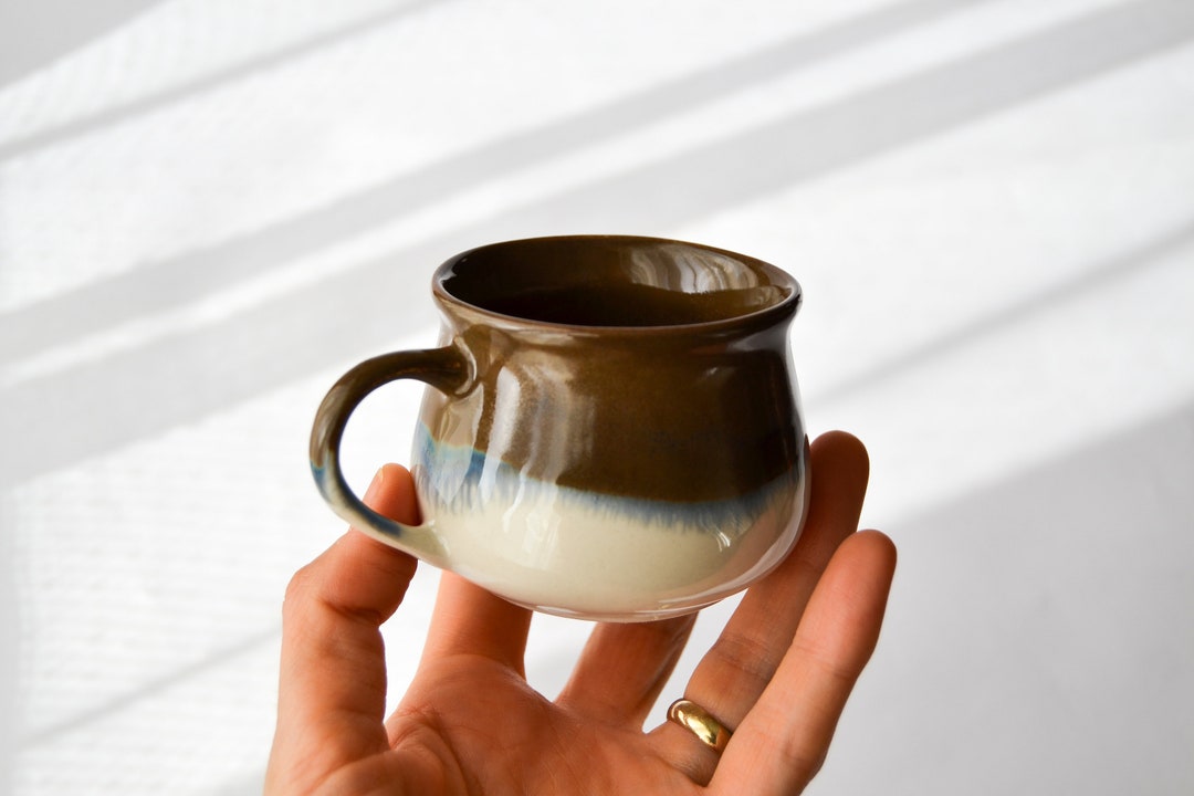 Handcrafted Ceramic Mug With a Beautiful Blue Drip, 135 Ml/4.5 Oz ...