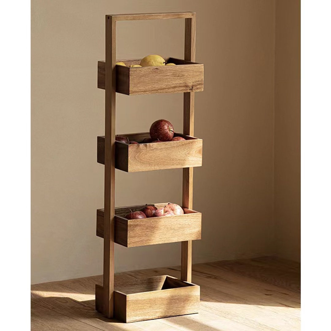 Acacia Wood Storage Rack Four-layer Multi-layer Wooden Storage - Etsy