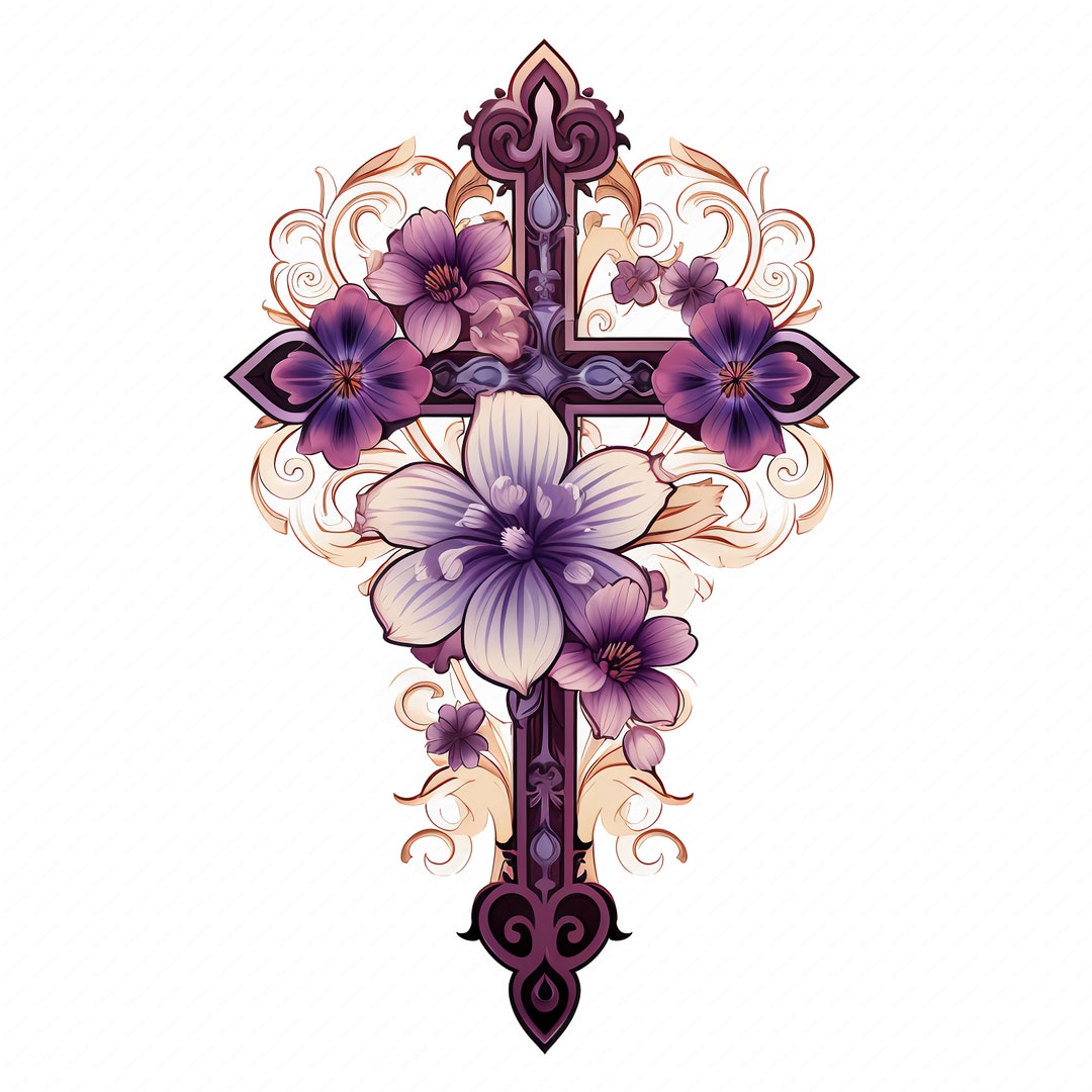 Flower Cross Clipart Wood Grain Cross Clipart Cross PNG - Etsy