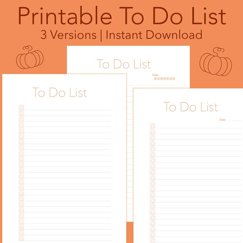 Minimalist Pumpkin Printable to Do List Digital Planner Checklist Fall ...