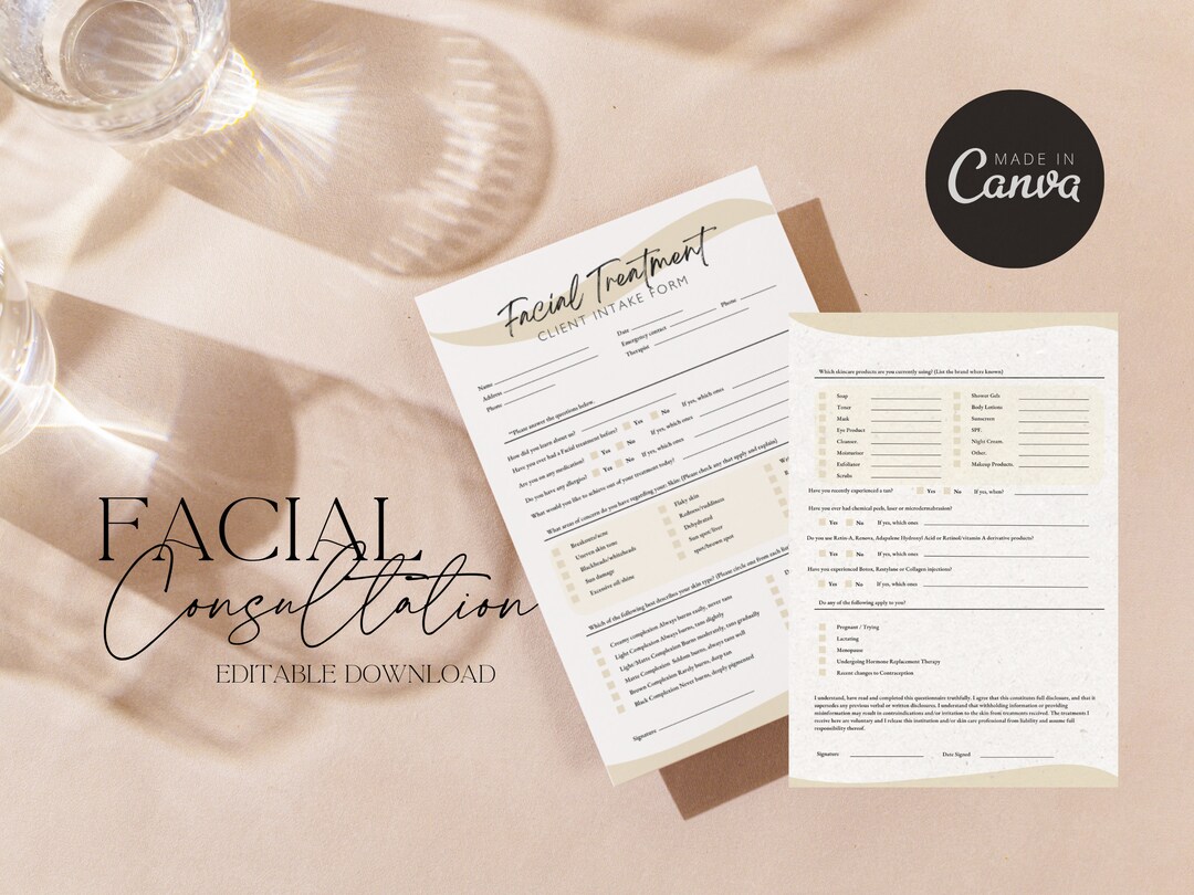 Facial Consent Form Template - Etsy