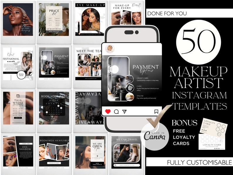 50 Makeup Artist Instagram Templates for Social Media, MUA Post Ideas ...