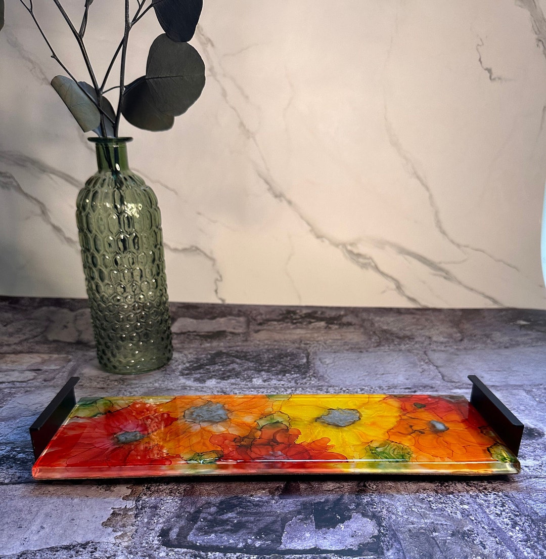 Tile Tray 4x12 With Black Handles - Etsy