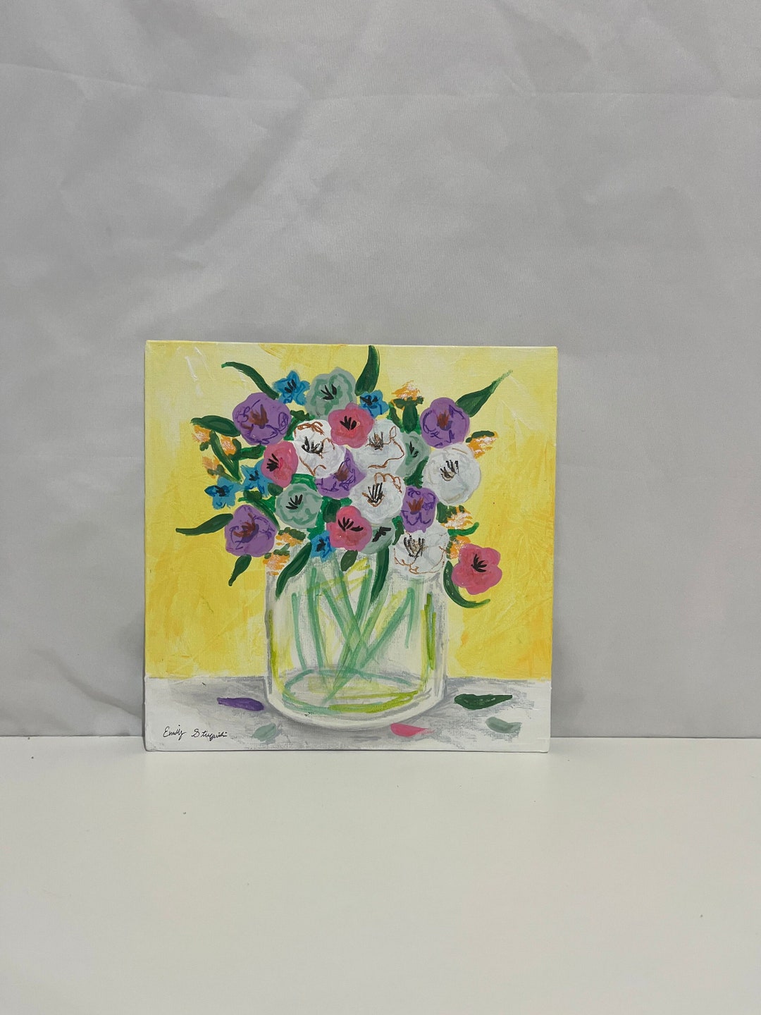 Flower Bouquet Painting Acrylic Painting Small Acrylic - Etsy