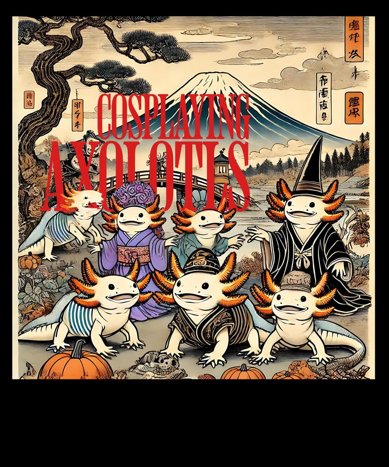 Cosplaying Axolotls Shirt Japanese Style Cute Costume Design Halloween ...