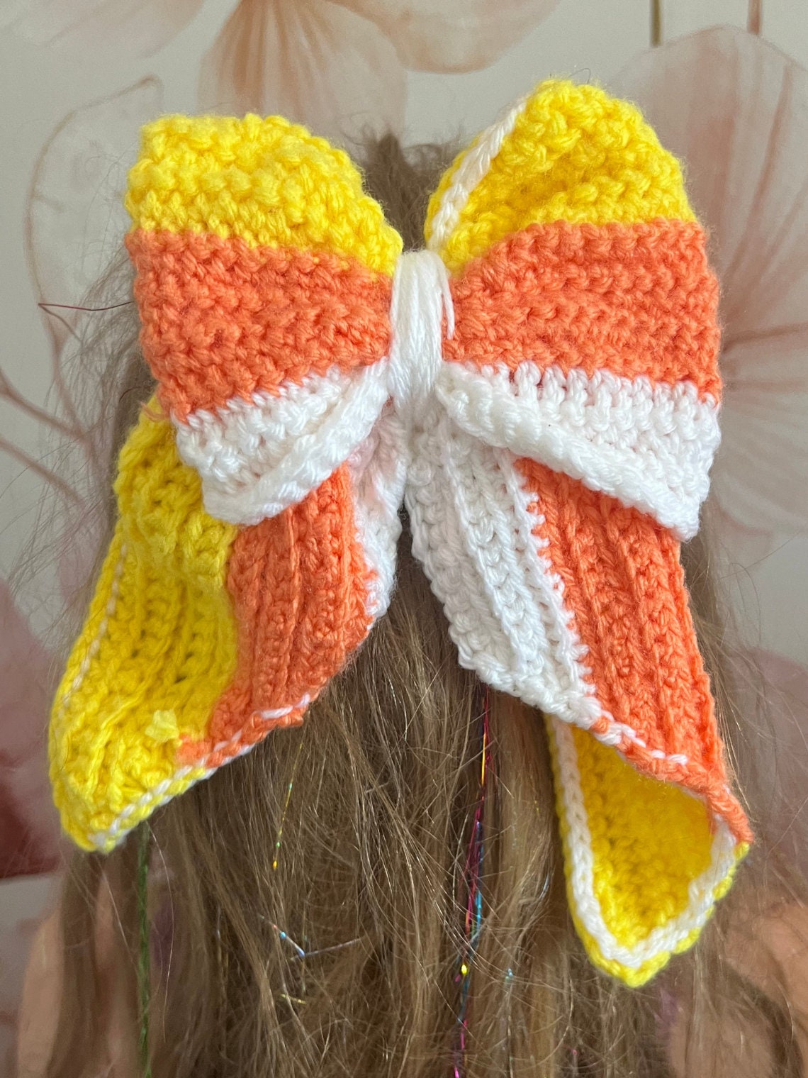Handmade Crochet Candy Corn Bow, Halloween Hair Accessory, Festive Fall ...