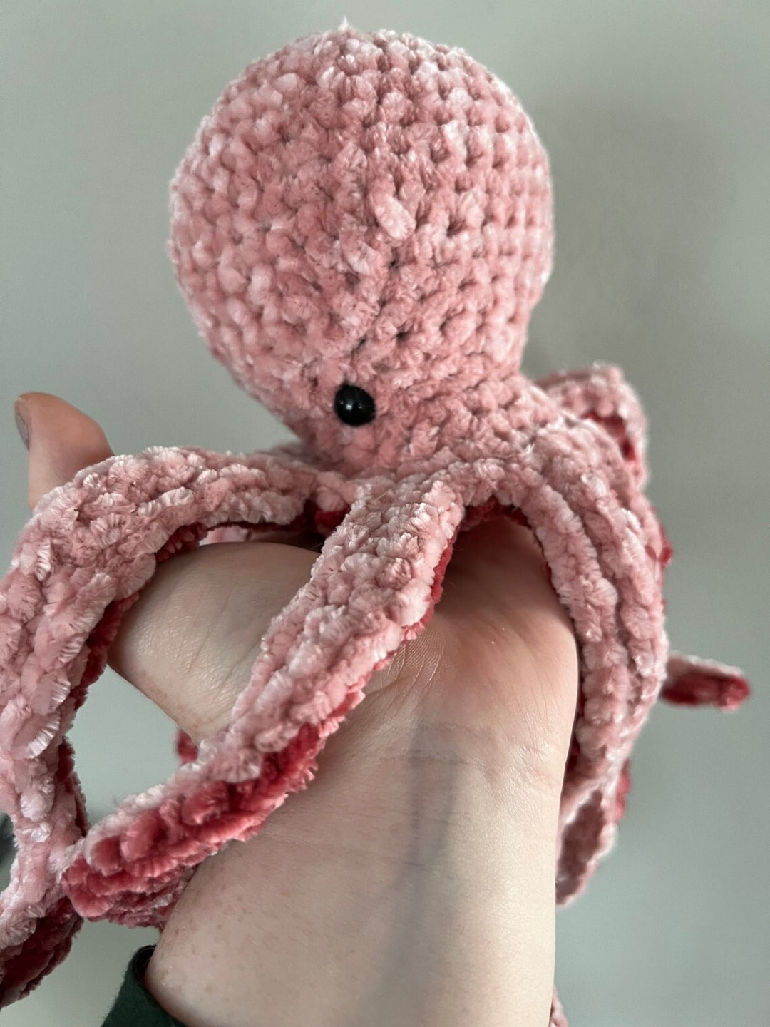 Pink Crochet Octopus Plushie: Handmade Polyester Stuffed Animal - Etsy