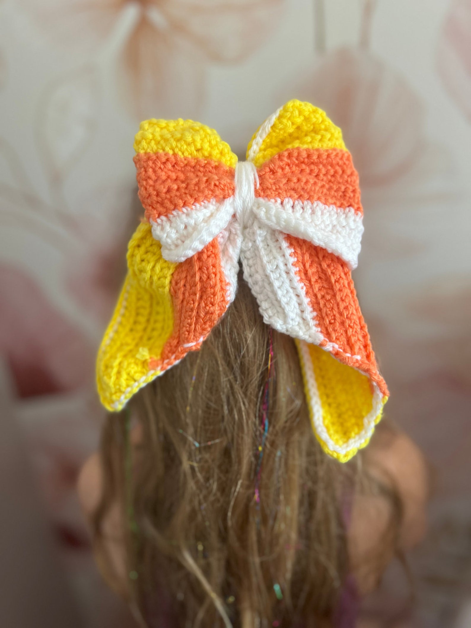 Handmade Crochet Candy Corn Bow, Halloween Hair Accessory, Festive Fall ...