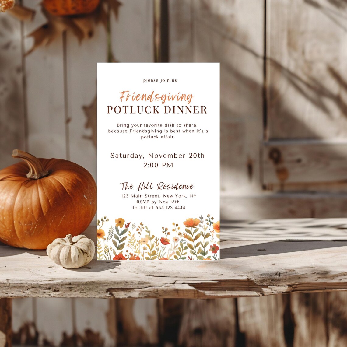 Friendsgiving Potluck Invitation | Thanksgiving Invitation Template ...