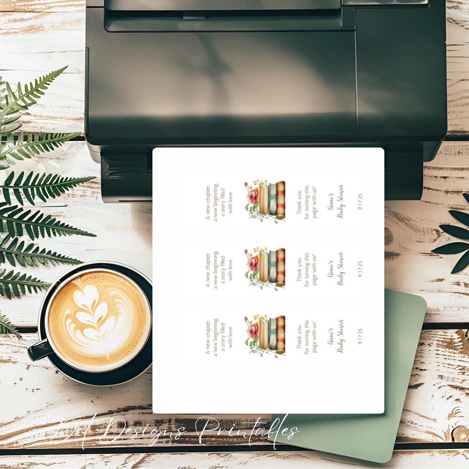 A New Chapter Baby Shower Bookmark - Editable Template - Storybook ...