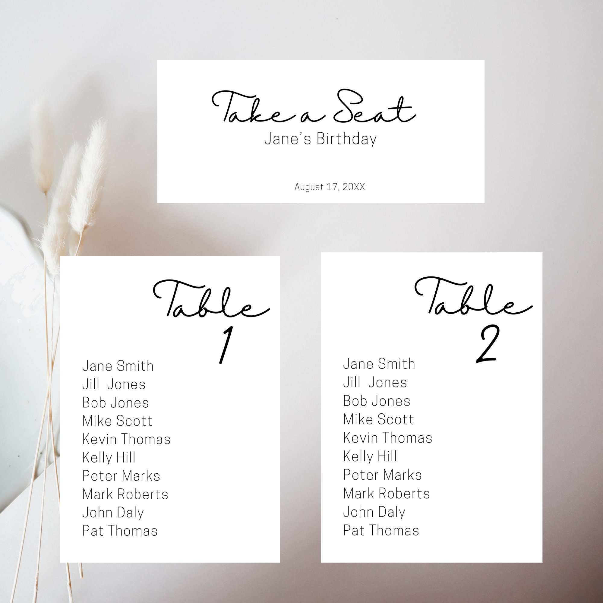 Seating Chart, Seating Chart Cards, Seating Table Charts, Table ...