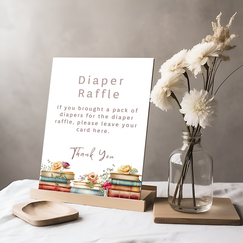Baby Shower Bundle - A New Chapter | Diaper Raffle Sign, Books for Baby ...