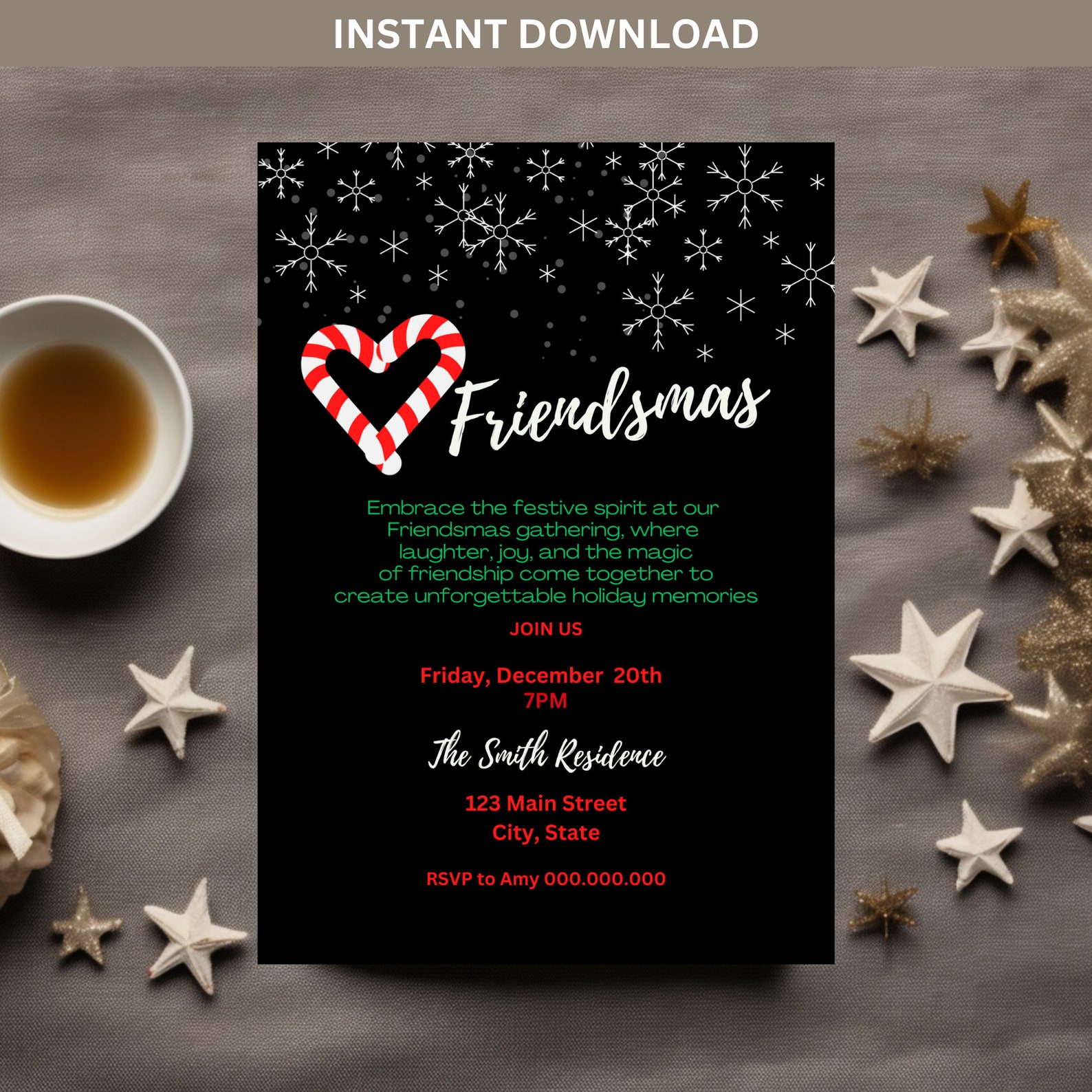 Merry Friendsmas Invite, Friendsmas Invitation, Custom Friendsmas ...