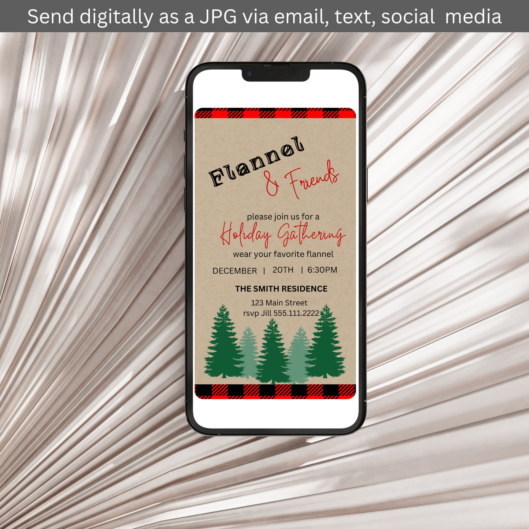 Flannel and Friends Invitation, Plaid Invite, Buffalo Plaid Invite ...