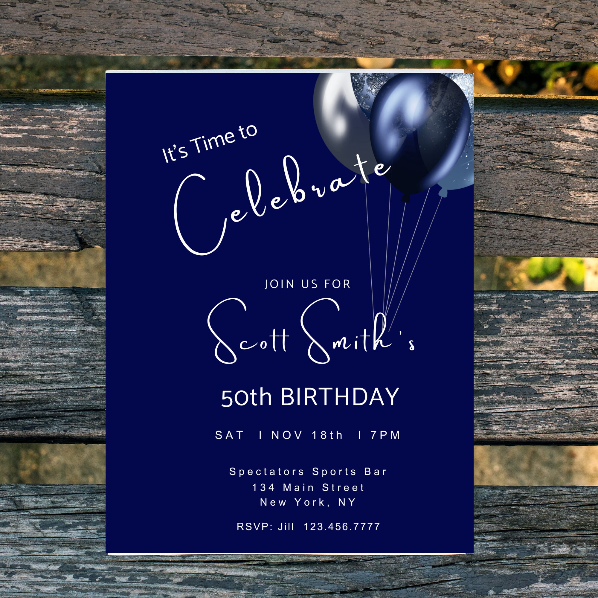 Blue Ballon Birthday Invite, Balloon Invite, Instant Download, Lets ...
