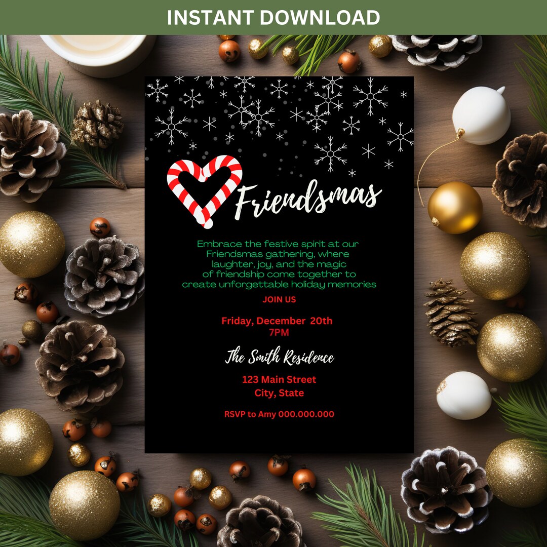 Merry Friendsmas Invite, Friendsmas Invitation, Custom Friendsmas ...