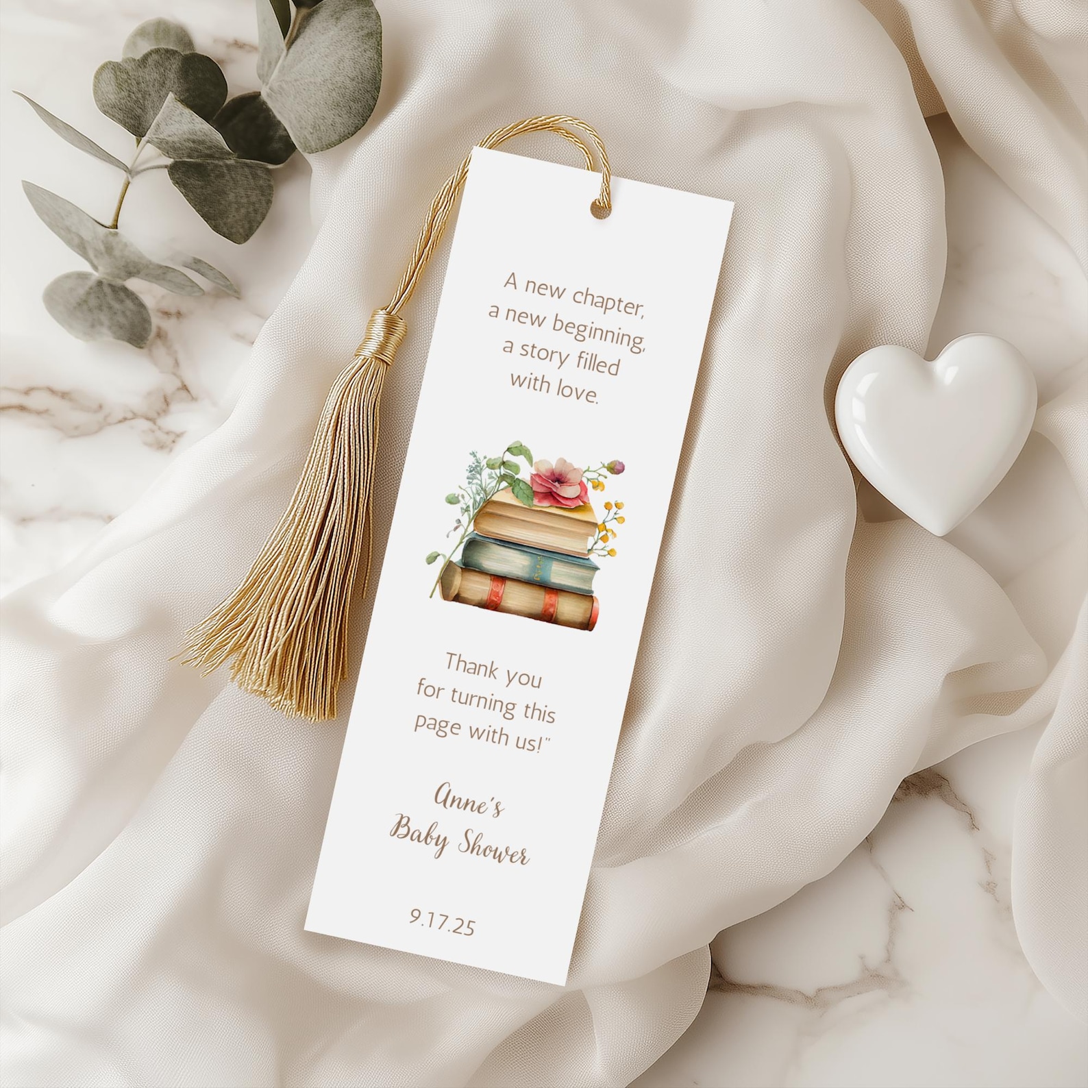 A New Chapter Baby Shower Bookmark - Editable Template - Storybook ...