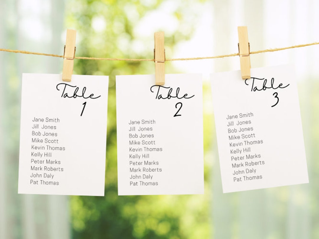 Seating Chart, Seating Chart Cards, Seating Table Charts, Table ...