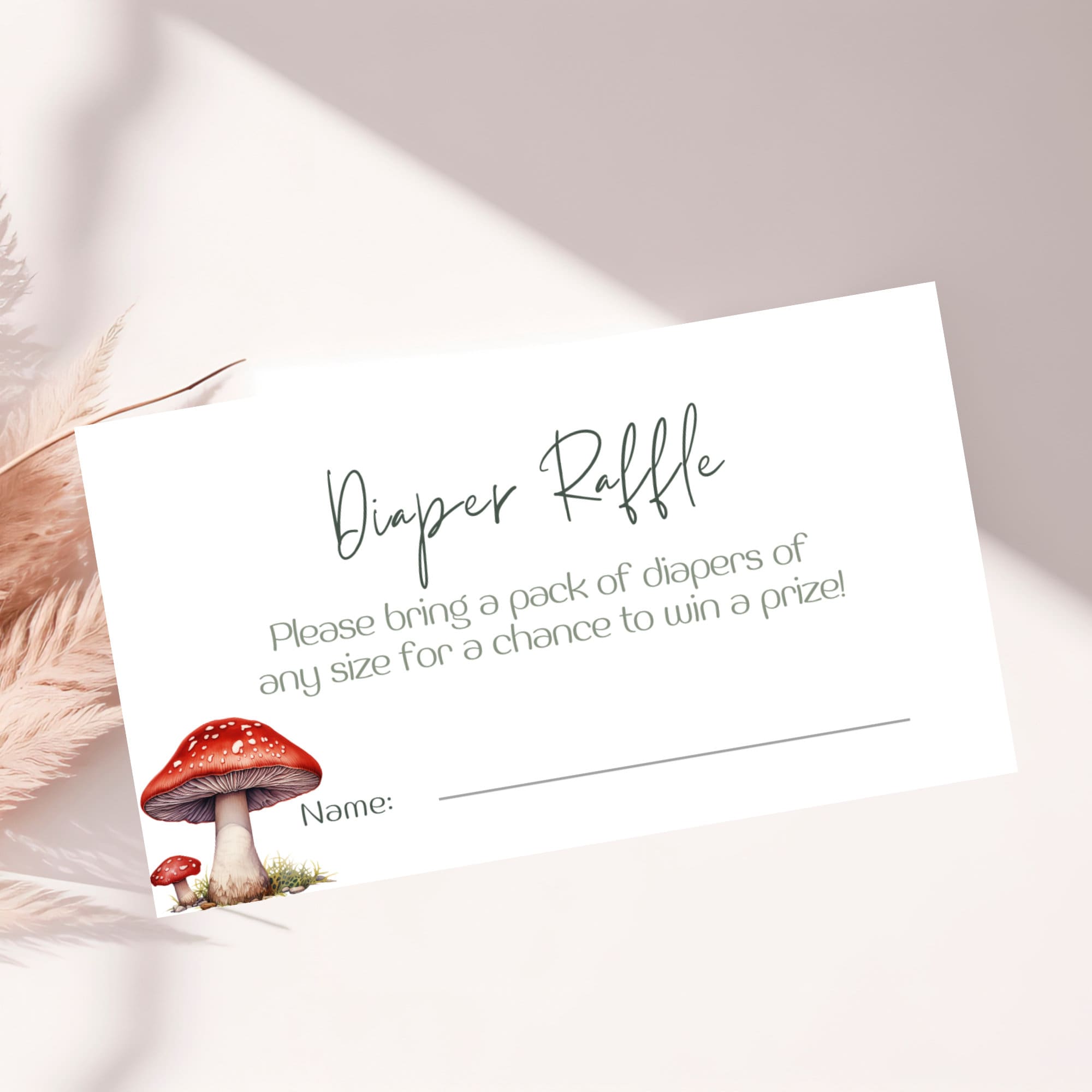 Mushroom Diaper Raffle Card - Whimsical Woodland Theme - Baby Shower ...