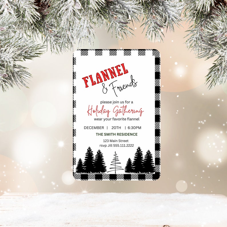 Flannel and Friends Invitation, Plaid Invite, Buffalo Plaid Invite ...