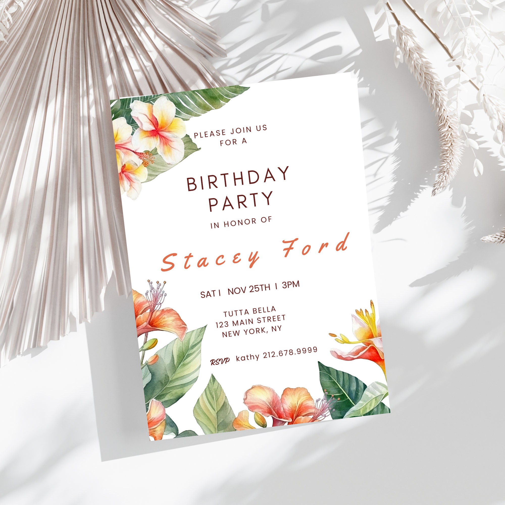 Tropical Birthday Invite, Hawaiian Invite, Summer Invite, Summer ...