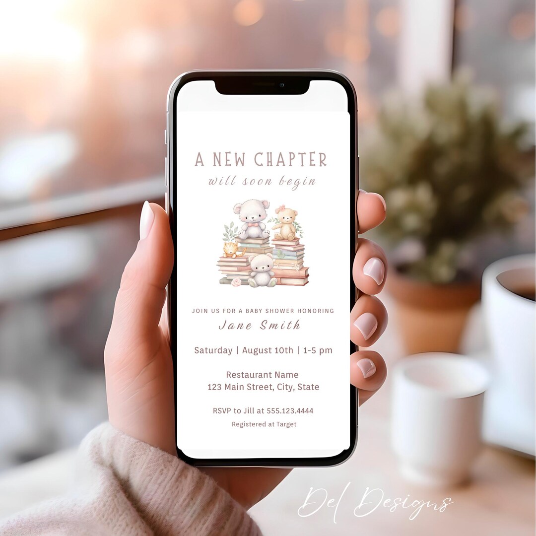 A New Chapter Will Soon Begin Baby Shower Invite, Editable Storybook ...