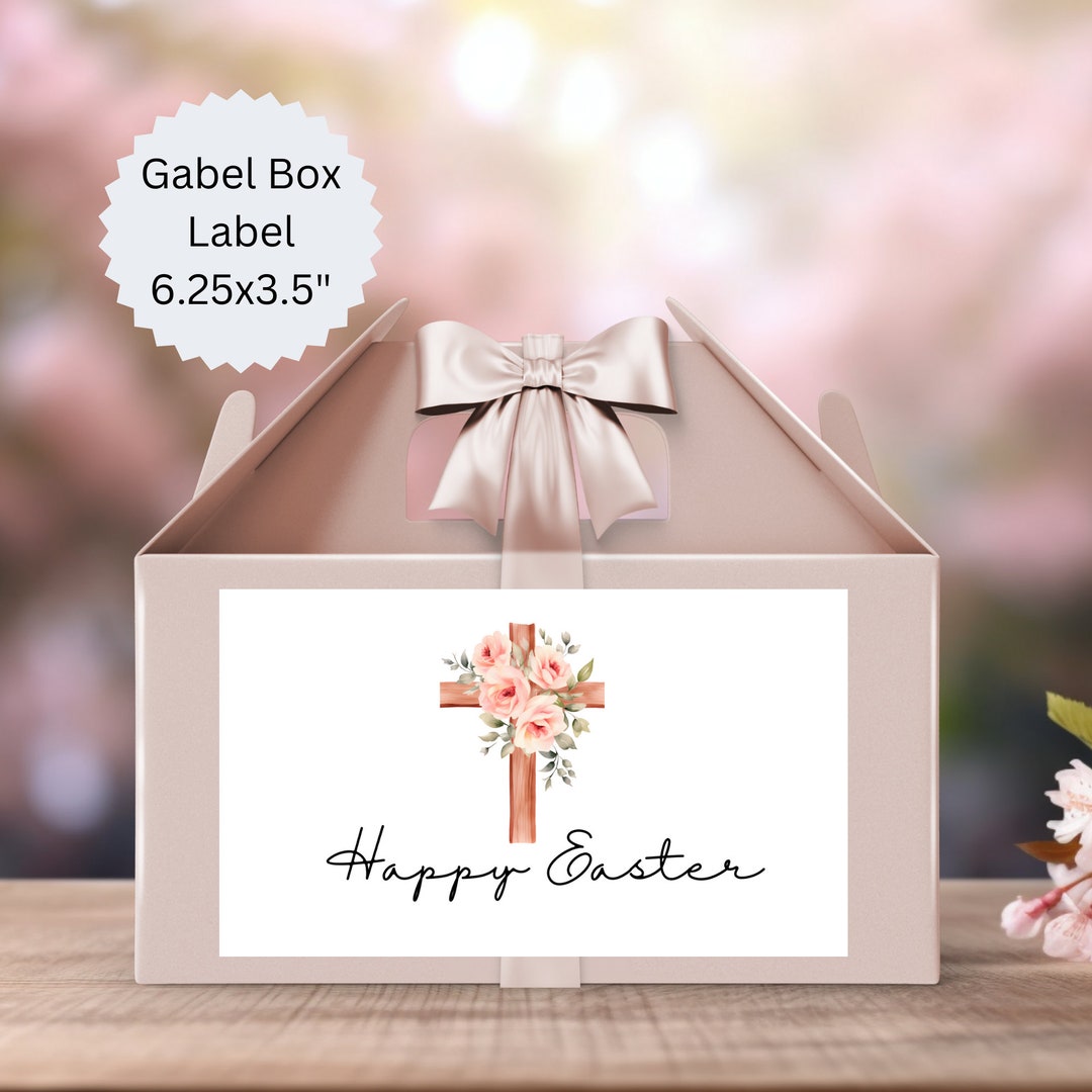 Easter Gable Box Label, Party Favor Label, Gable Box Label , Favor Box ...