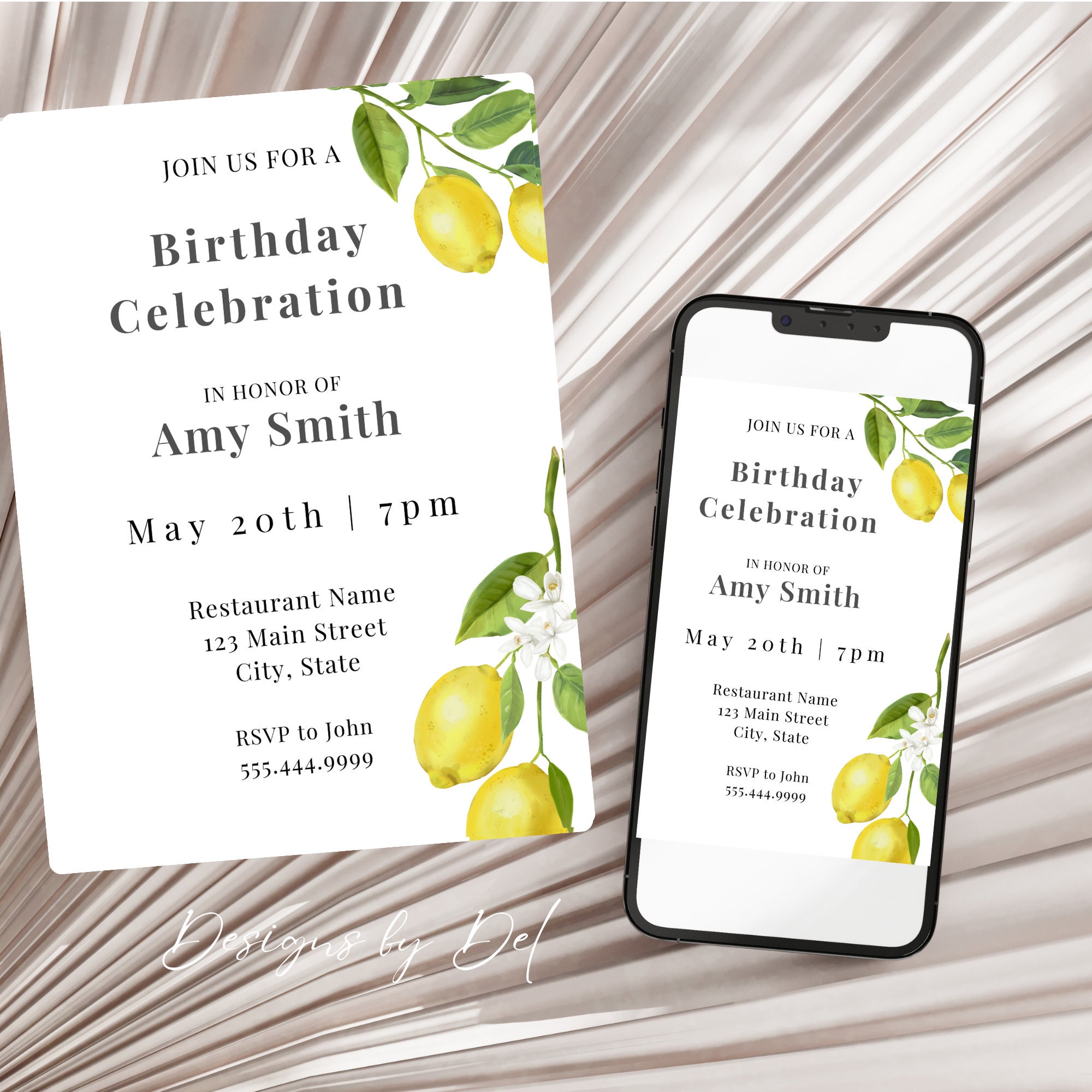Lemon Birthday Party Invite, Citrus Invite, Lemon-themed Birthday ...