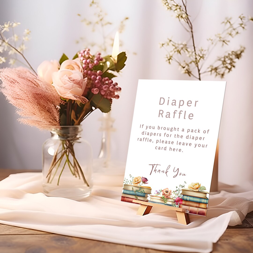 Storybook Baby Shower Diaper Raffle Sign | A New Chapter Signage ...