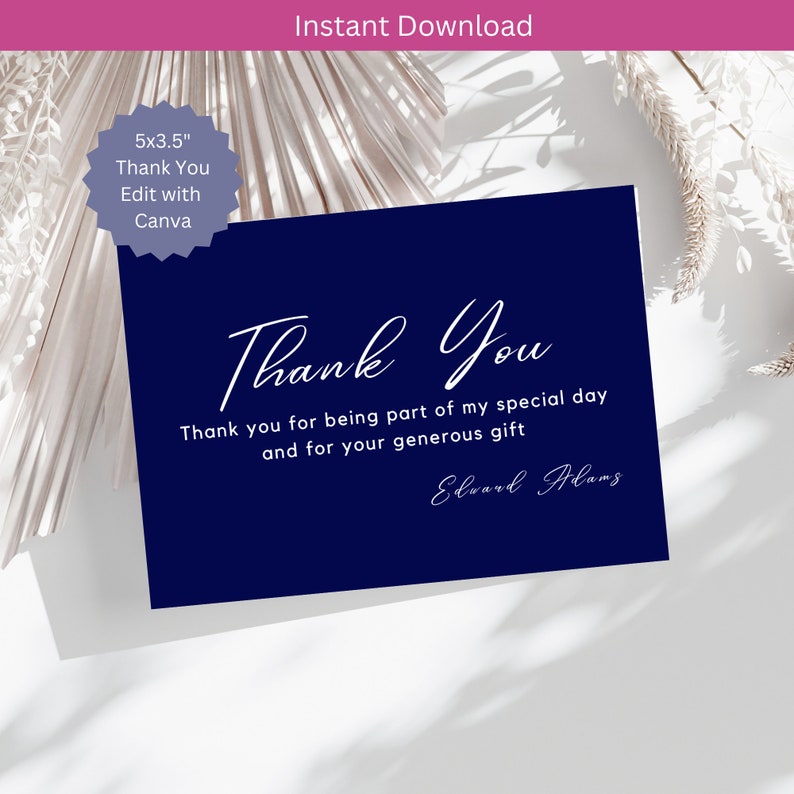 Birthday Thank You Card, Editable Thank You, Printable Thank You, Thank ...