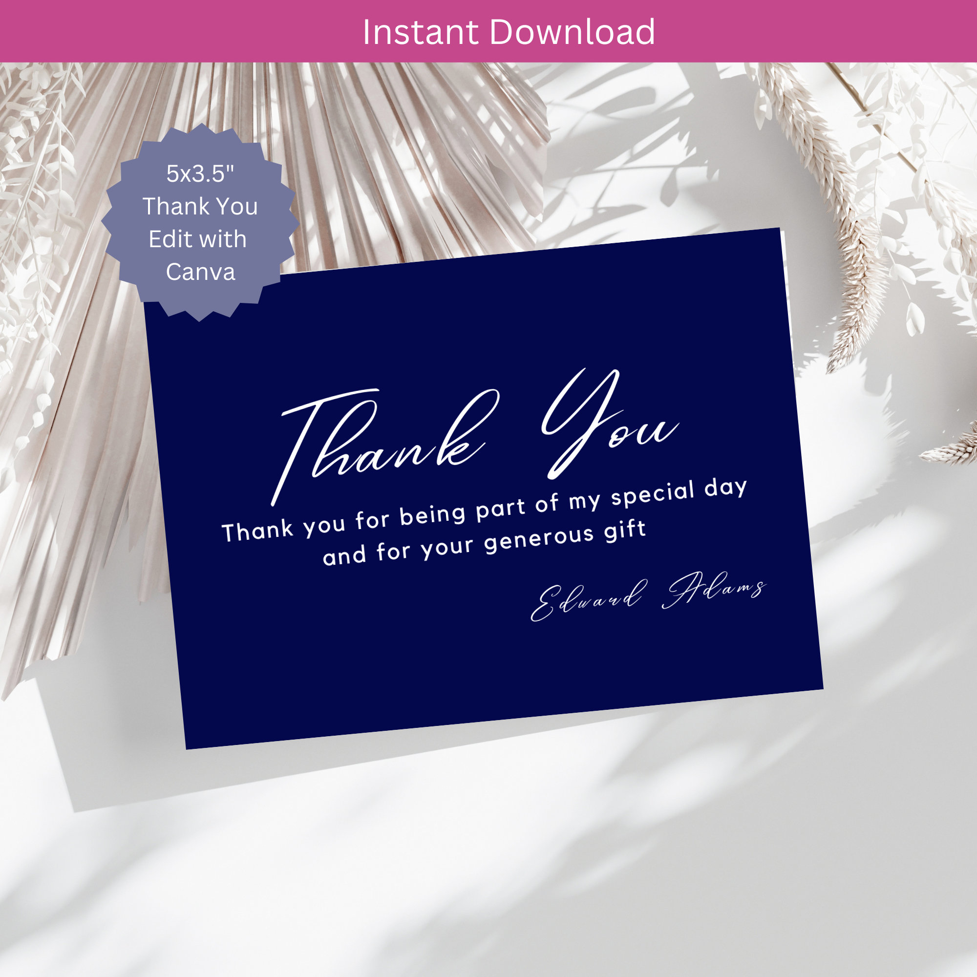 Birthday Thank You Card, Editable Thank You, Printable Thank You, Thank ...