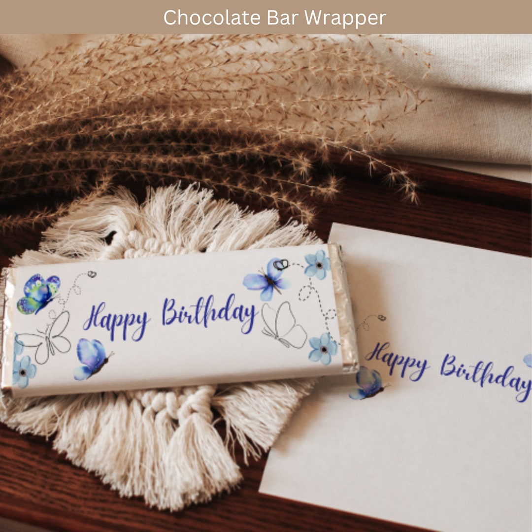 Butterfly Chocolate Bar Wrapper, Blue Butterfly Candy Wrapper, Blue ...