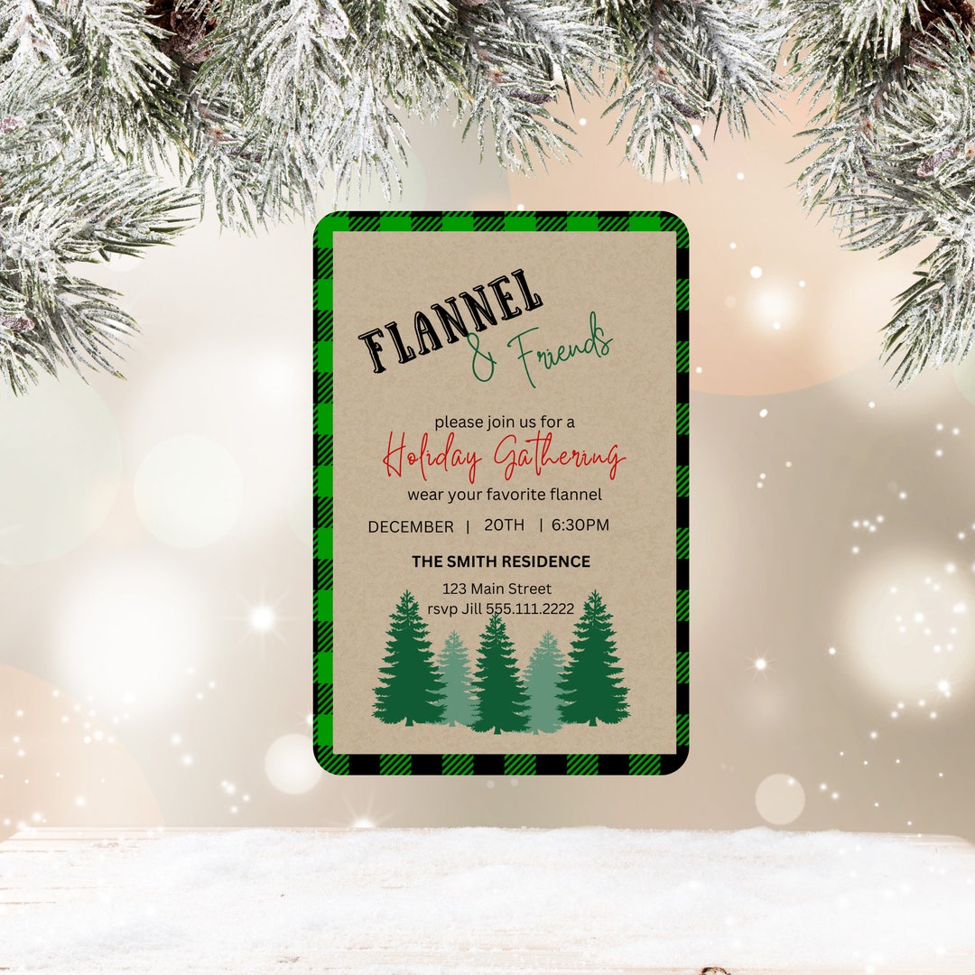 Flannel and Friends Invitation, Plaid Invite, Buffalo Plaid Invite ...