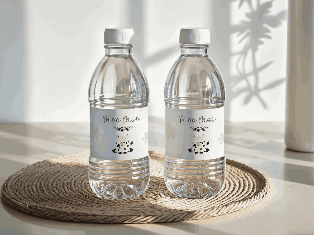Editable Cow Water Bottle Label | Moo Moo I’m Two Birthday Printable ...
