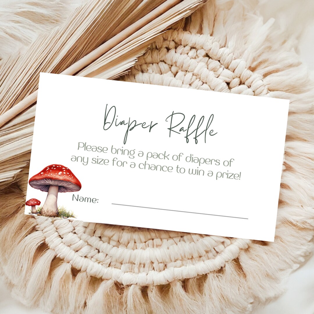 Mushroom Diaper Raffle Card - Whimsical Woodland Theme - Baby Shower ...