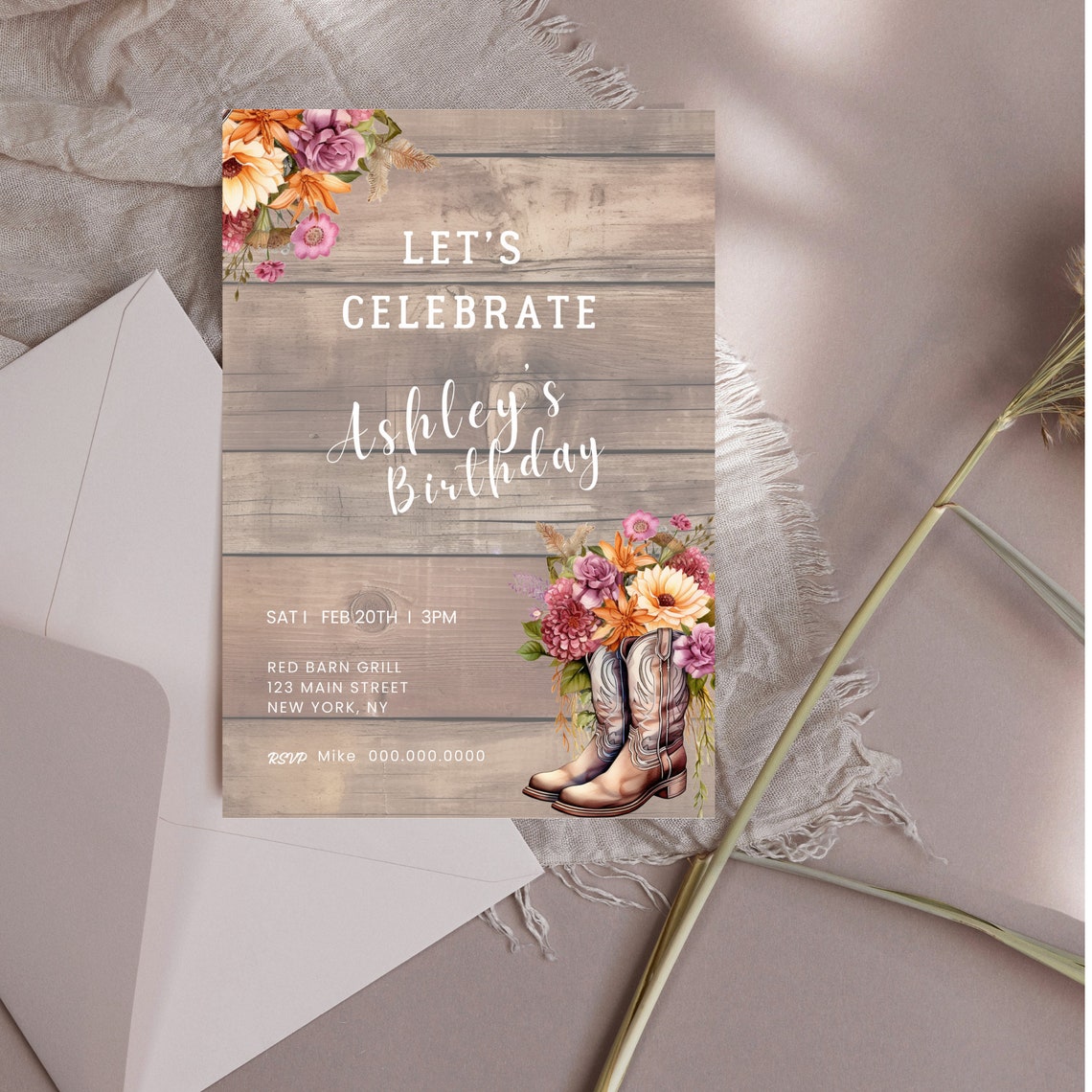 Western Birthday Invitation for Adult, Country Western Invite, Western ...